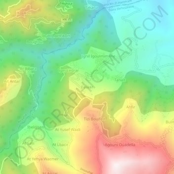 Mapa topográfico Esker, altitud, relieve