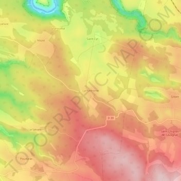 Mapa topográfico La Pannonie, altitud, relieve