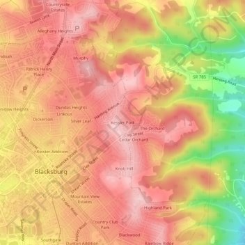 Mapa topográfico Kessler Park, altitud, relieve