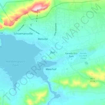 Mapa topográfico Ifafi, altitud, relieve