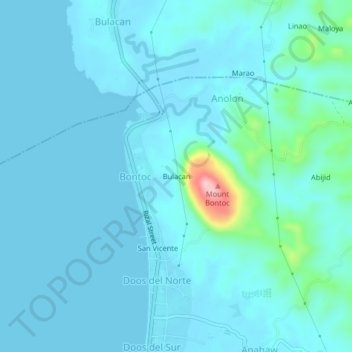 Mapa topográfico Bulacan, altitud, relieve